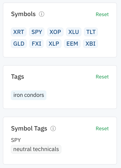 Reset Tags & Symbols from Bot Dashboard